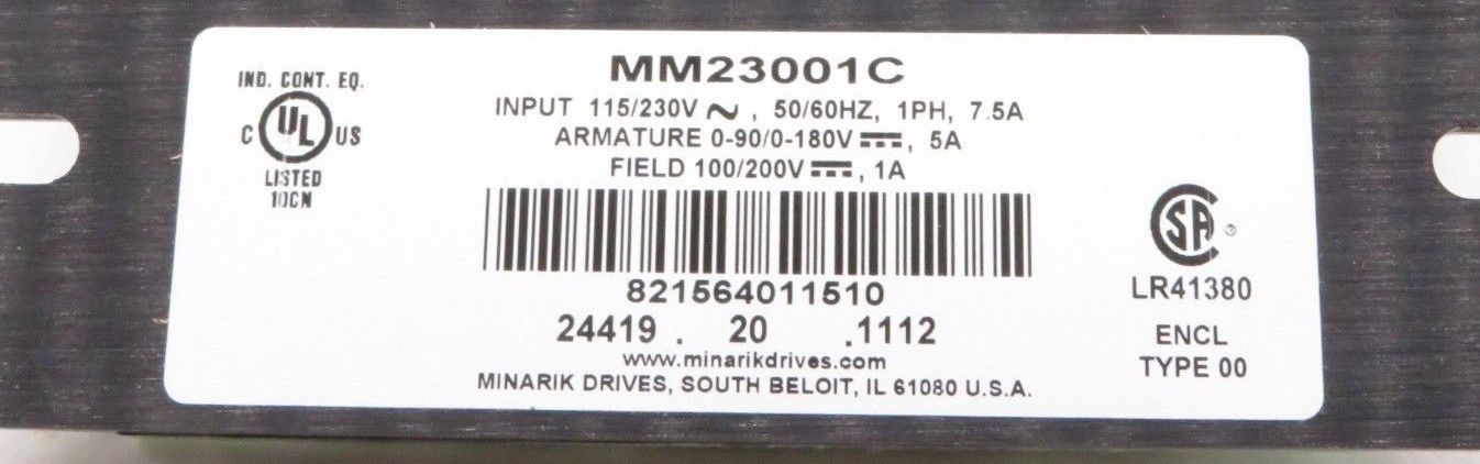 NEW MINARIK MM23001C DC DRIVE 7.5AMP 115/230VAC - SB Industrial Supply ...