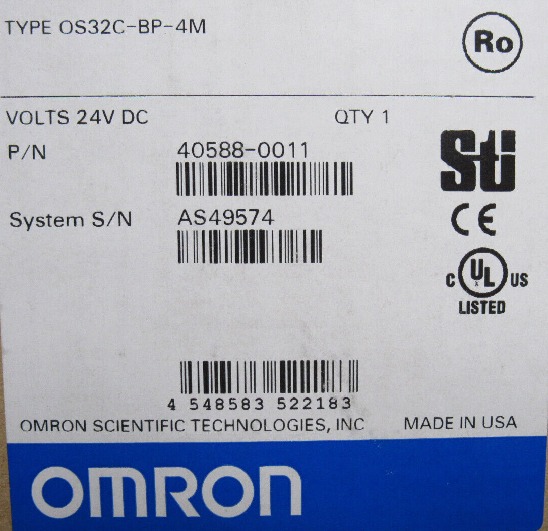 NEW OMRON OS32C-BP-4M SAFETY LASER SCANNER 40588-0011 OS32CBP4M - SB ...