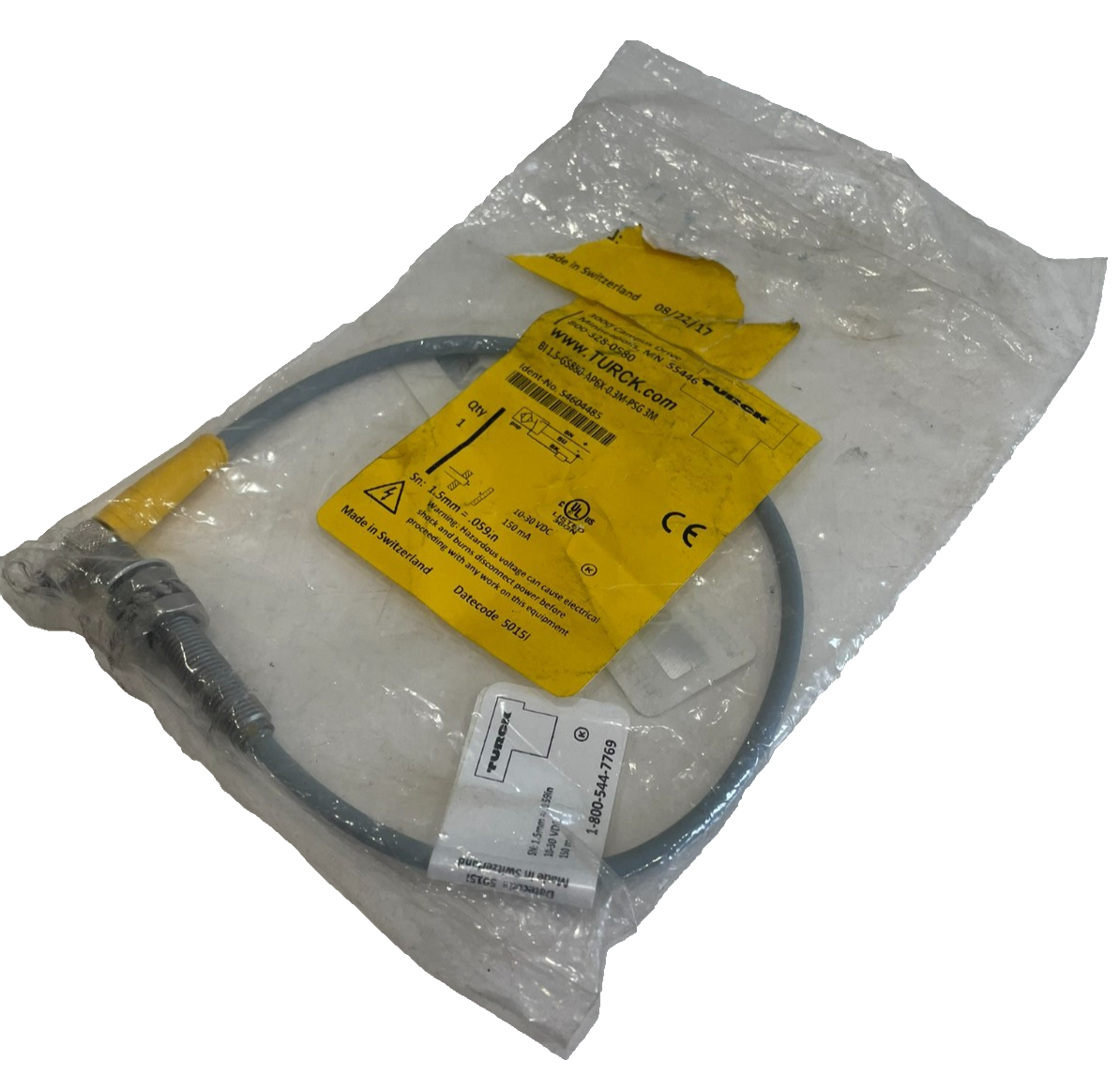 NEW TURCK S4604485 PROXIMITY SWITCH BI 1.5-GS880-AP6X-0.3M-PSG 3M - SB ...