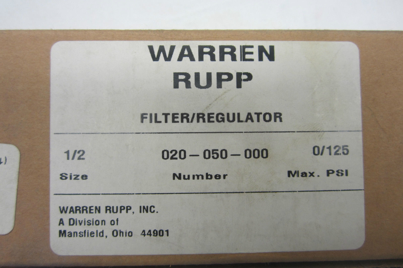 NEW WARREN RUPP 020-050-000 FILTER REGULATOR 020050000 - SB Industrial ...