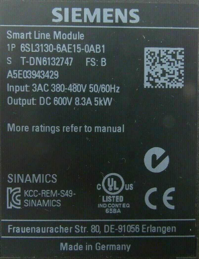 USED SIEMENS 6SL3130-6AE15-0AB1 SMART LINE MODULE 6SL31306AE150AB1 - SB ...