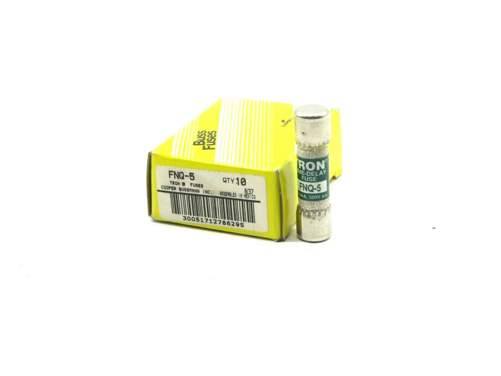 10 NEW BUSSMANN TRON FNQ-5 FUSES 5AMP 500VAC FNQ5 - SB Industrial ...