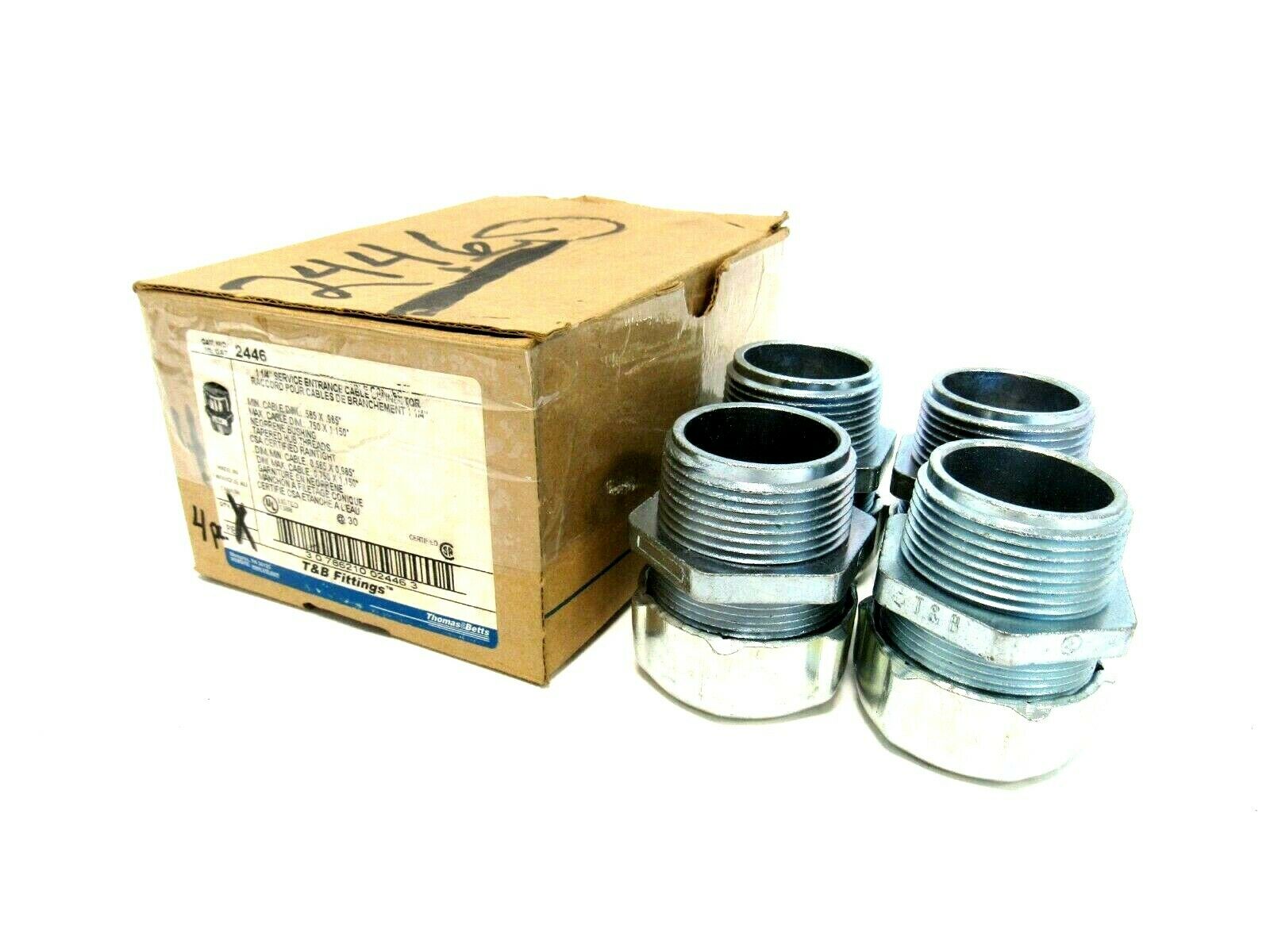 NEW BOX OF 4 THOMAS & BETTS 2446 SERVICE ENTRANCE CABLE CONNECTOR 1-1/4 ...