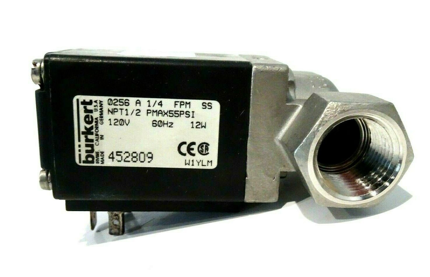 NEW BURKERT 0256 A 1/4 FPM SS SOLENOID VALVE 0256A14FPMSS - SB ...