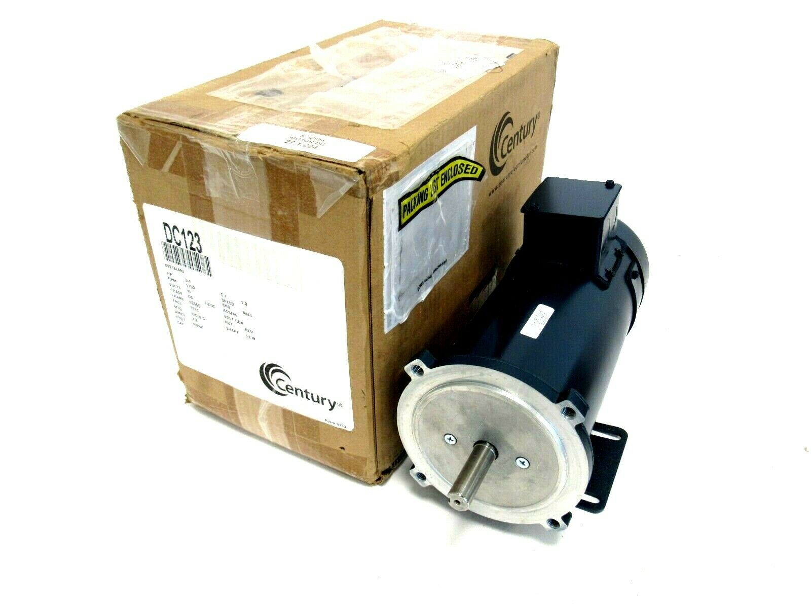 NEW CENTURY DC123 DC MOTOR 90VDC 1750RPM 3/4HP C42D17FZ15A 5/8" DIA ...