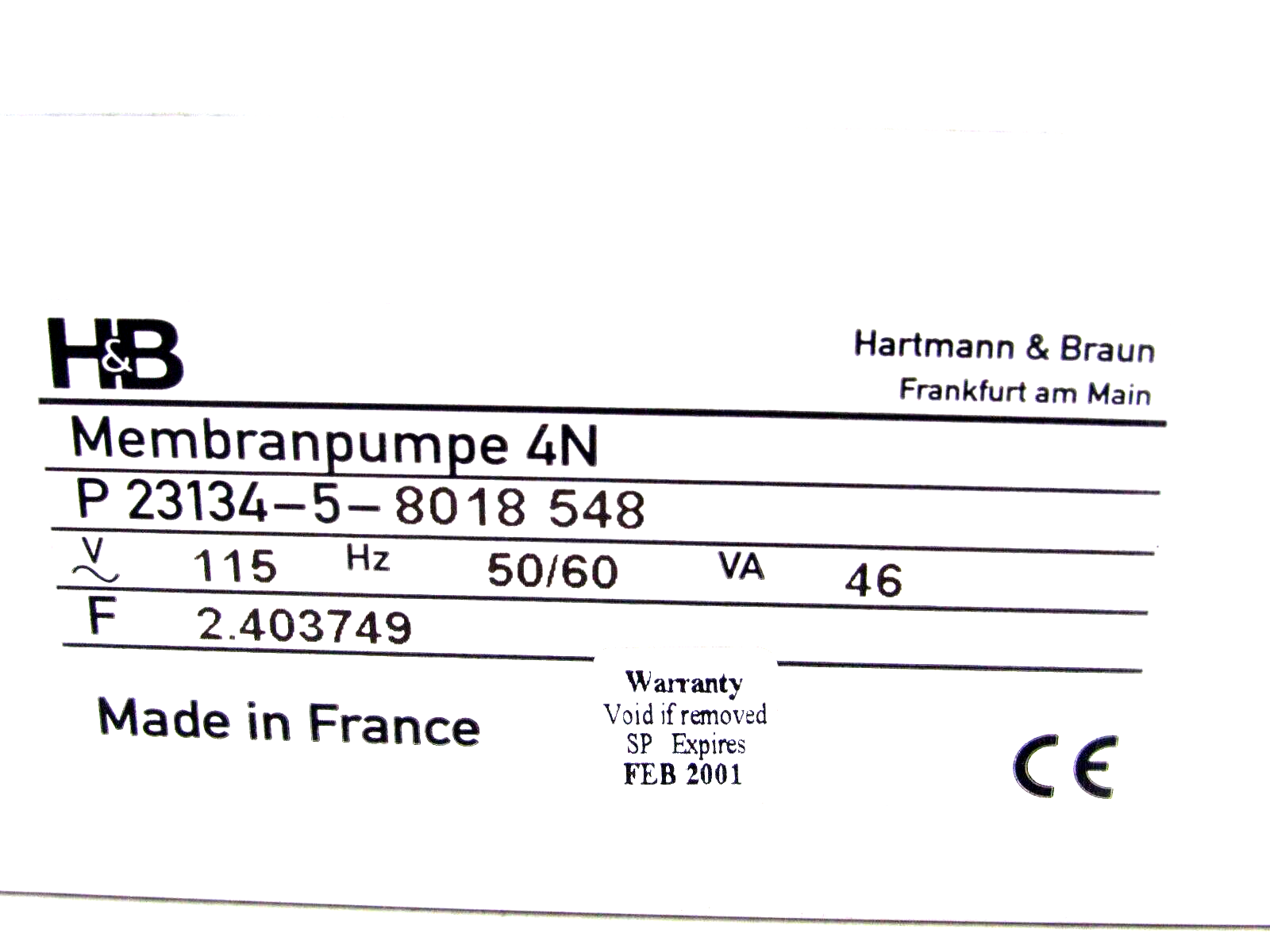 NEW HARTMANN & BRAUN 4N 23134-5-8018-548 PUMP 2313458018548 - SB ...