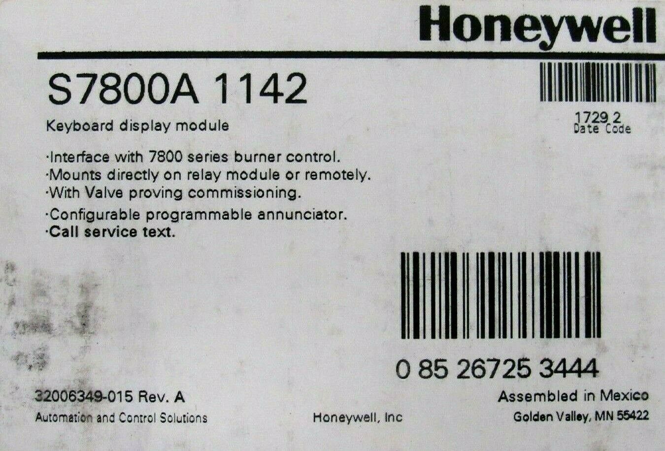 NEW HONEYWELL S7800A-1142 KEYBOARD DISPLAY MODULE S7800A1142 - SB ...