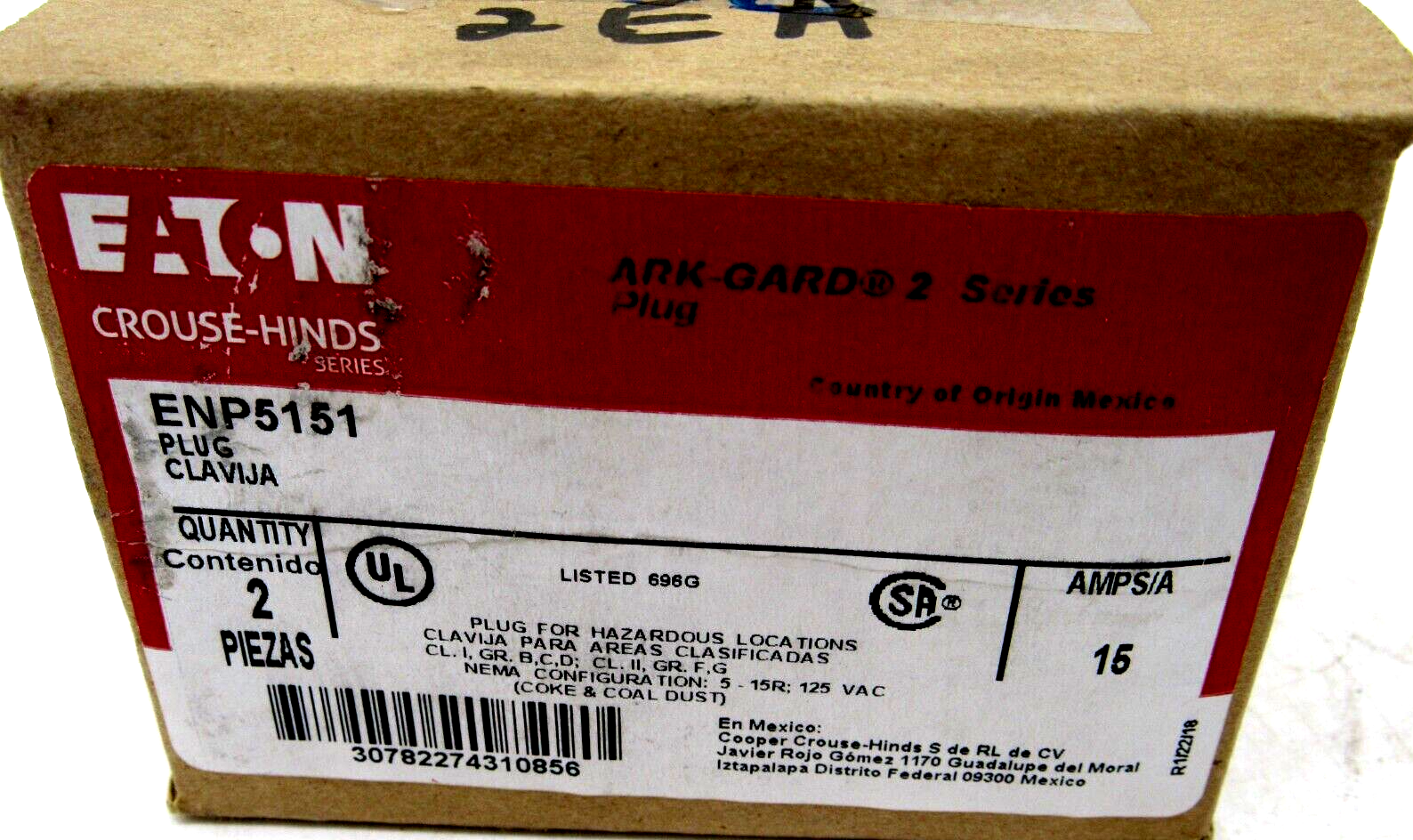 NEW LOT OF 2 CROUSE-HINDS ENP5151 EXPLOSION PROOF PLUG 15AMP 125VAC ...