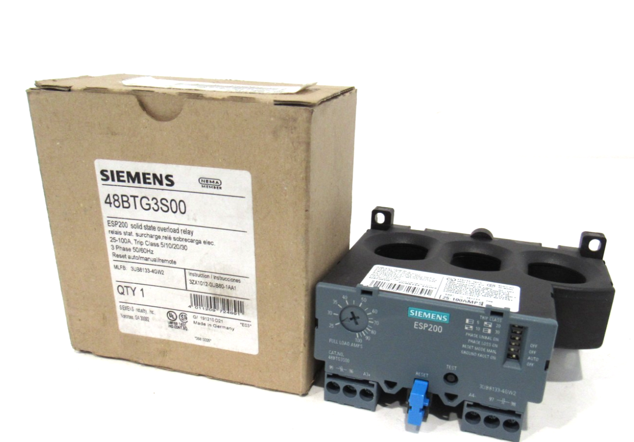 NEW SIEMENS 48BTG3S00 OVERLOAD RELAY - SB Industrial Supply, Inc.