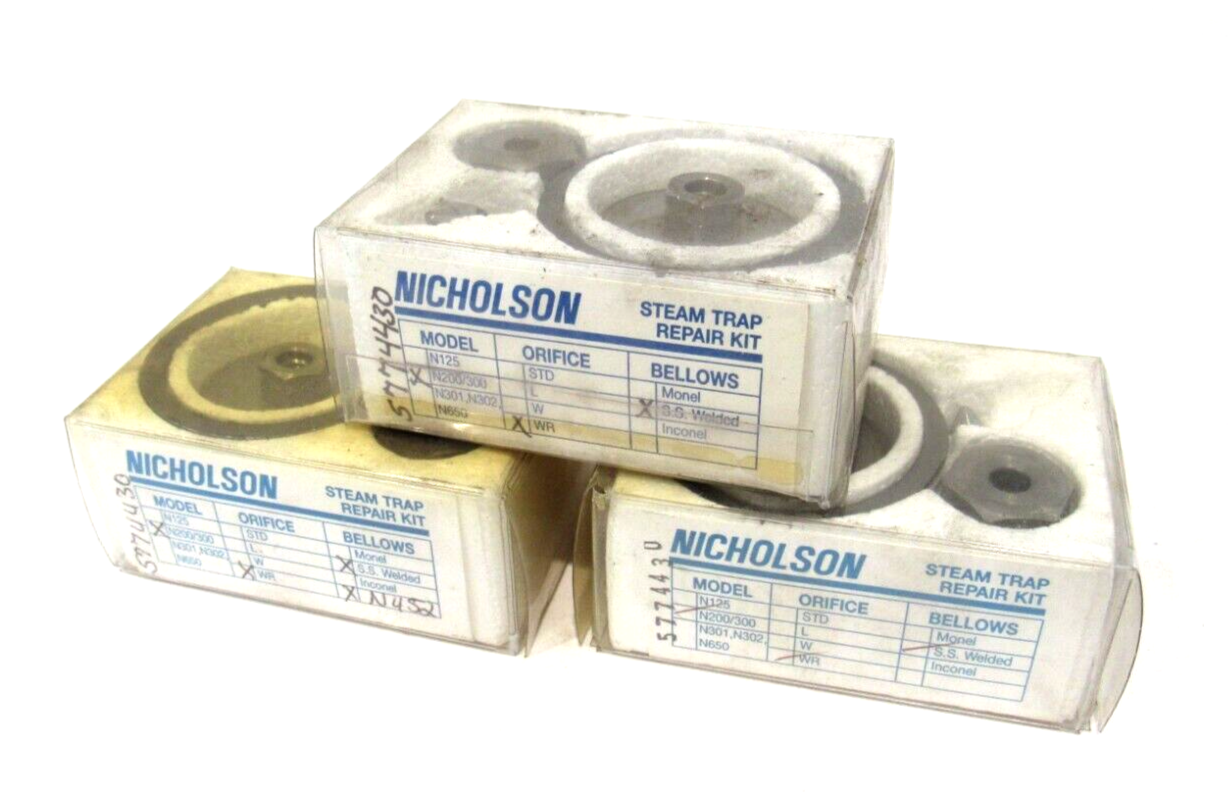 LOT OF 3 NEW NICHOLSON MODEL N200 / 300 STEAM TRAP REPAIR KIT N200300 ...