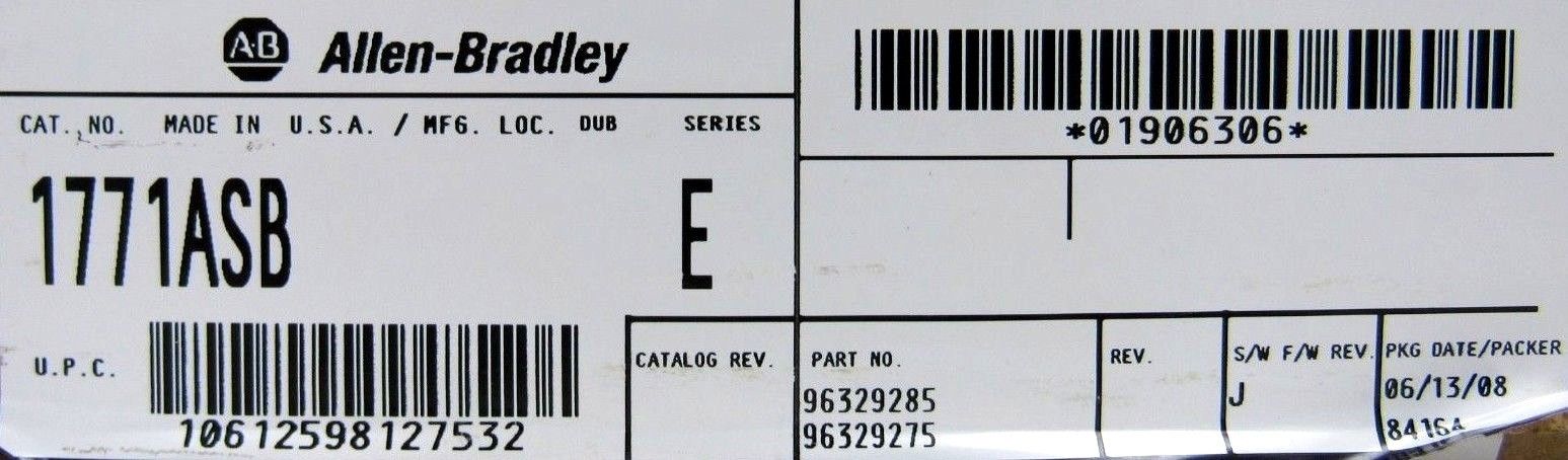 NEW ALLEN BRADLEY 1771-ASB REMOTE I/O ADAPTER SERIES E 1771ASB - SB ...