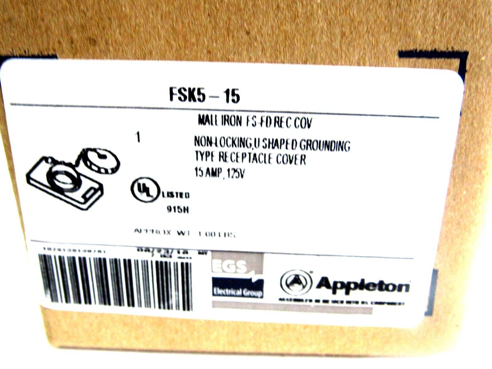 NEW APPLETON FSK5-15 RECEPTACLE COVER 15AMP 125V FSK515 - SB Industrial ...