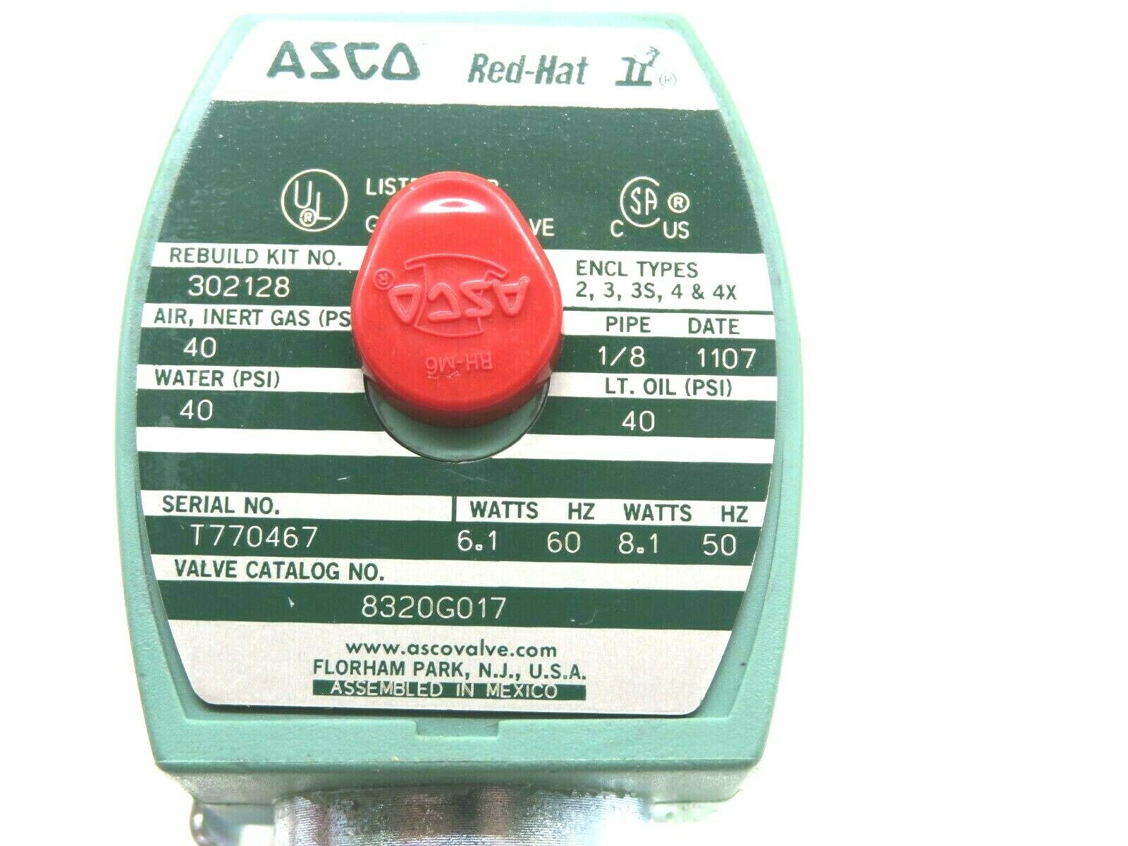 NEW ASCO 8320G017 SOLENOID VALVE 120/60, 110/50 - SB Industrial Supply ...