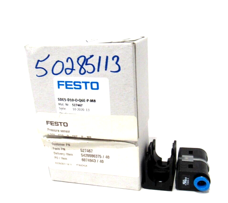NEW FESTO SDE5-D10-O-Q6E-P-M8 PRESSURE SENSOR 527467 SDE5-D10OQ6EPM8 ...