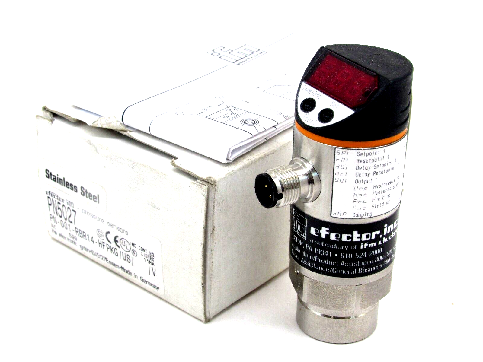 NEW IFM EFECTOR PN5027 PRESSURE SENSORS PN-001-RBR14-HFPKG/US V - SB ...