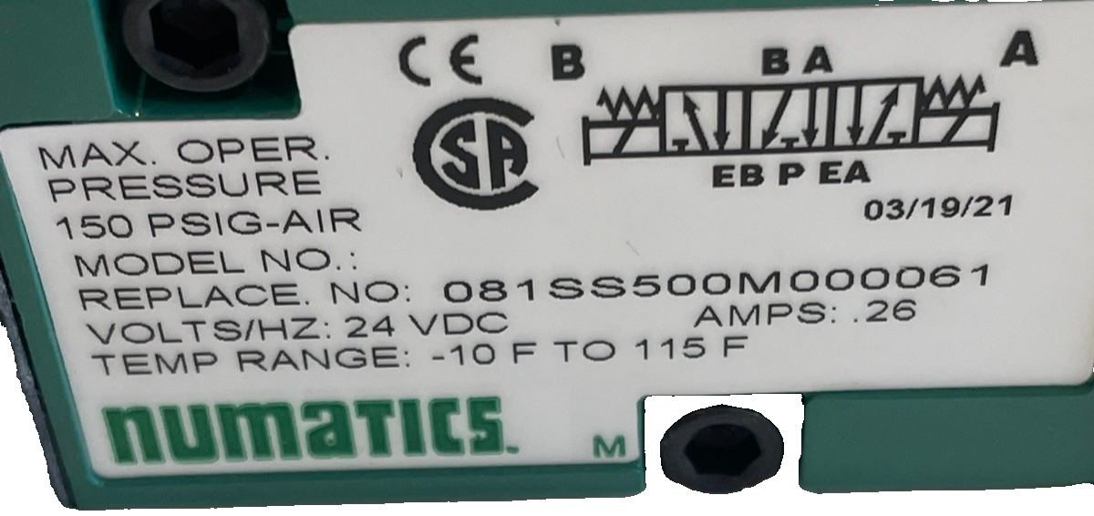NEW NUMATICS 081SS500M000061 SOLENOID VALVE - SB Industrial Supply, Inc.