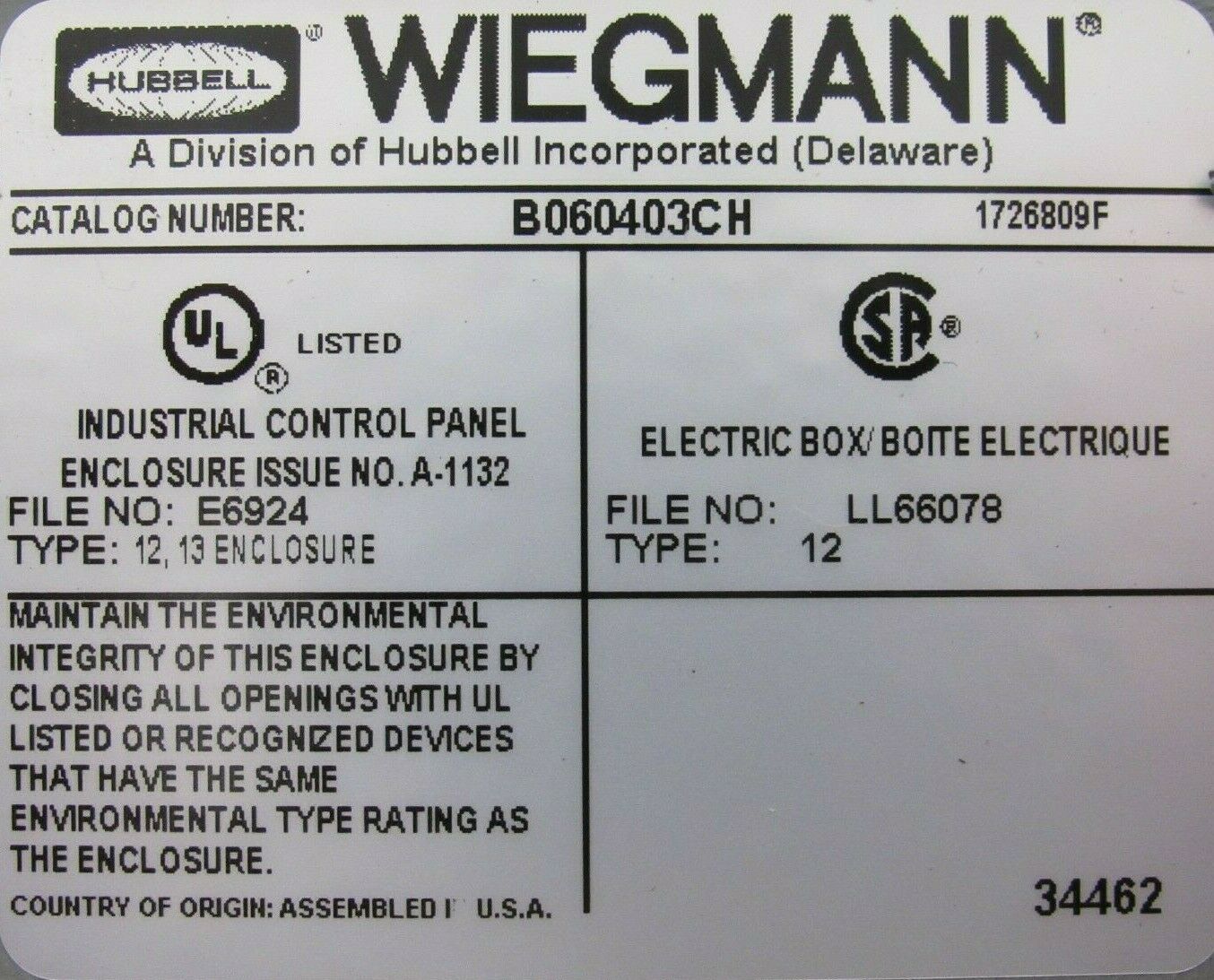NEW WIEGMANN B060403CH ENCLOSURE W/ TERMINAL BLOCKS - SB Industrial ...