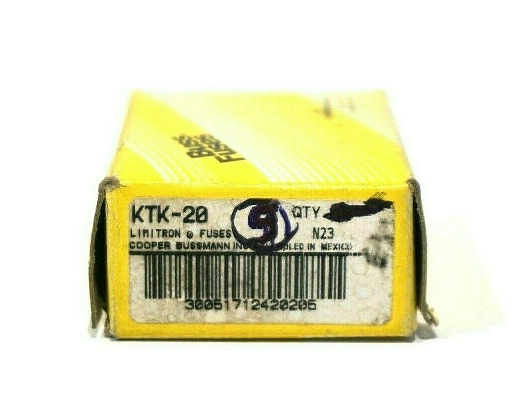 9 NEW BUSSMANN LIMITRON KTK-20 FUSES KTK20 - SB Industrial Supply, Inc.