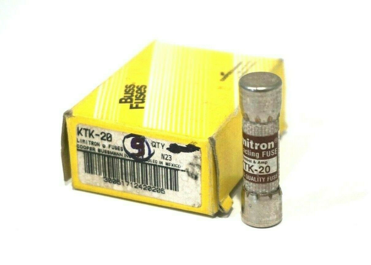 9 NEW BUSSMANN LIMITRON KTK-20 FUSES KTK20 - SB Industrial Supply, Inc.