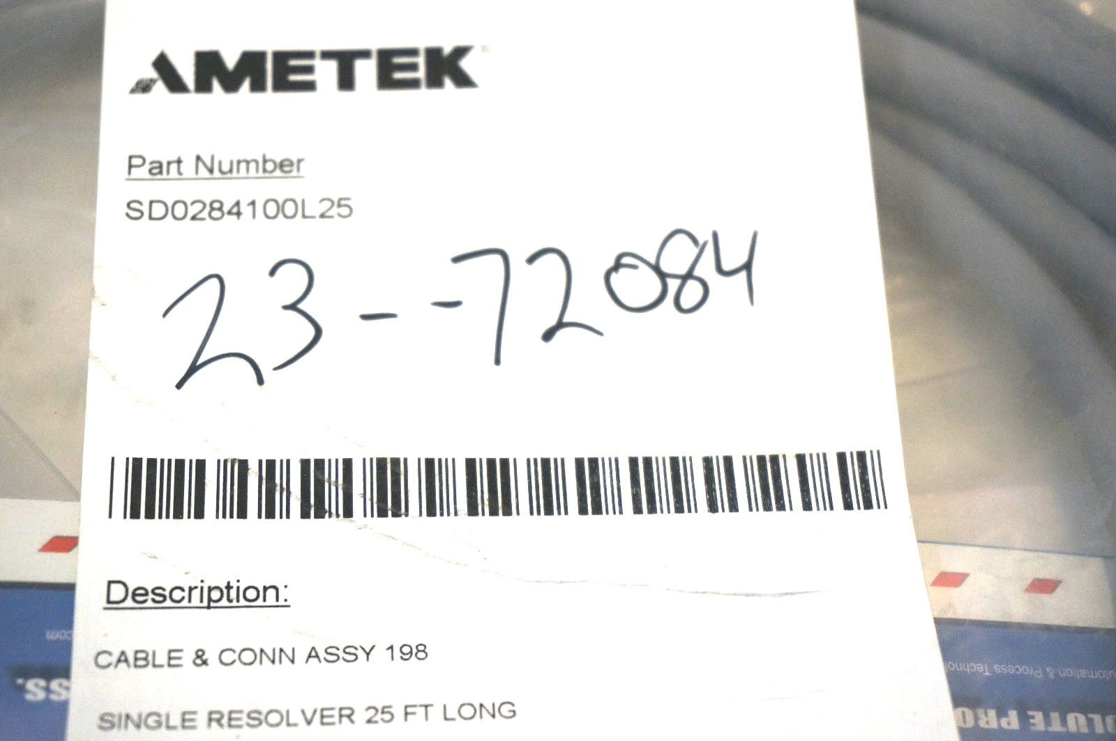 NEW AMETEK SD0284100L25 CABLE ASSEMBLY 23-72084 - SB Industrial Supply ...