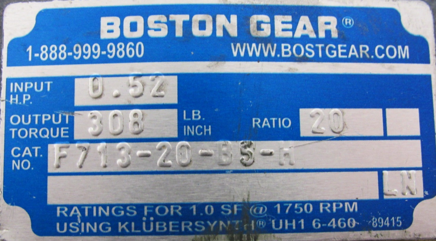 NEW BOSTON GEAR F713-20-B5-H GEAR REDUCER 20:1 F71320B5H - SB ...