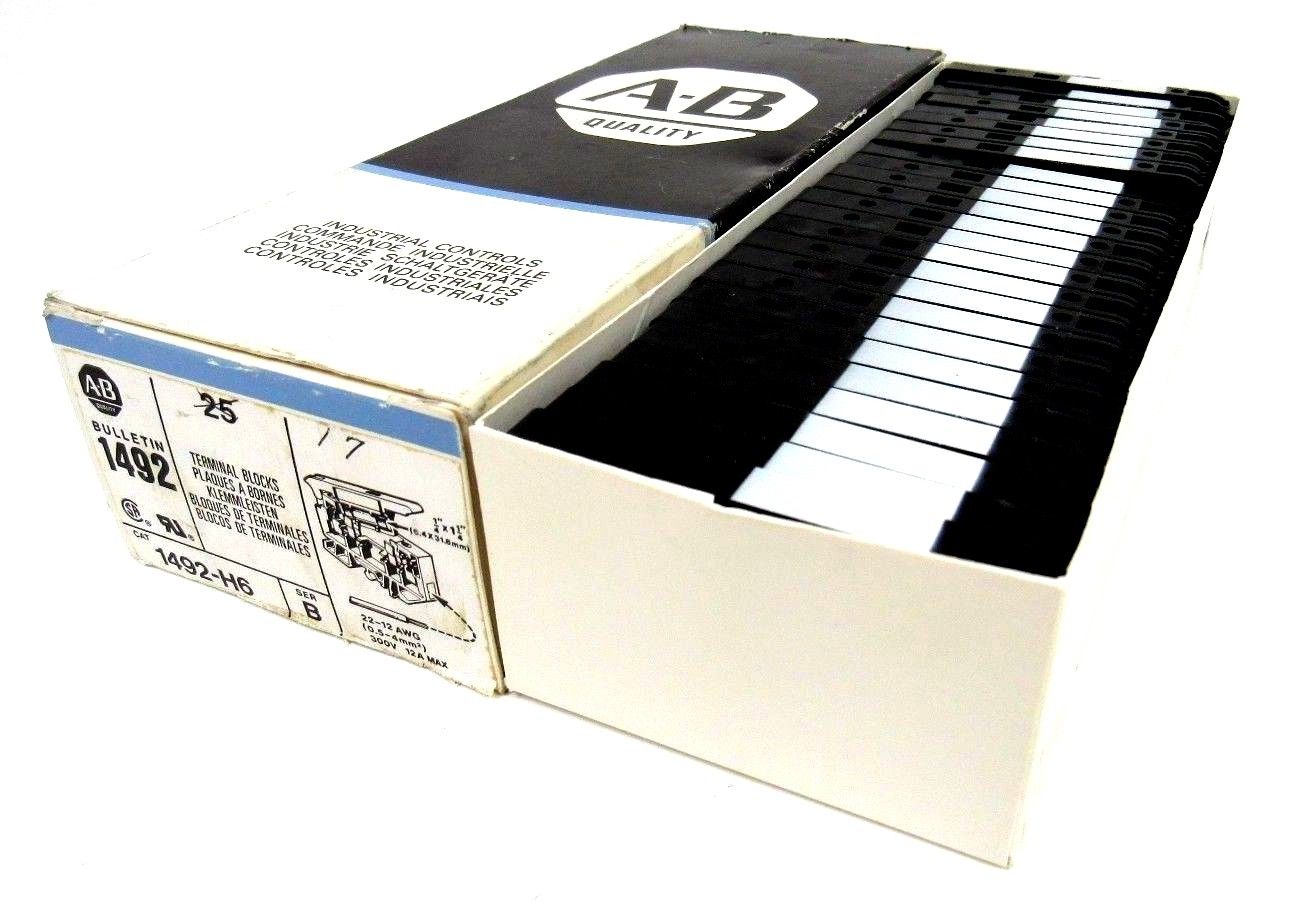 NEW BOX OF 25EA ALLEN BRADLEY 1492-H6 TERMINAL BLOCK SERIES B 1492H6 ...