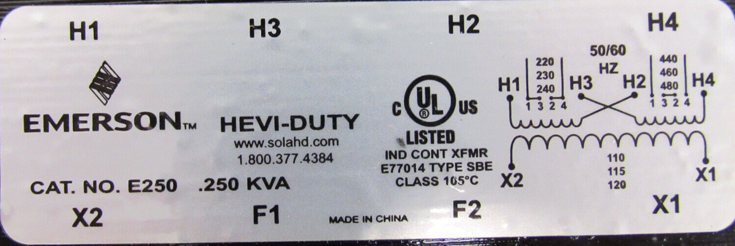 NEW EMERSON E250 TRANSFORMER .250KVA - SB Industrial Supply, Inc.