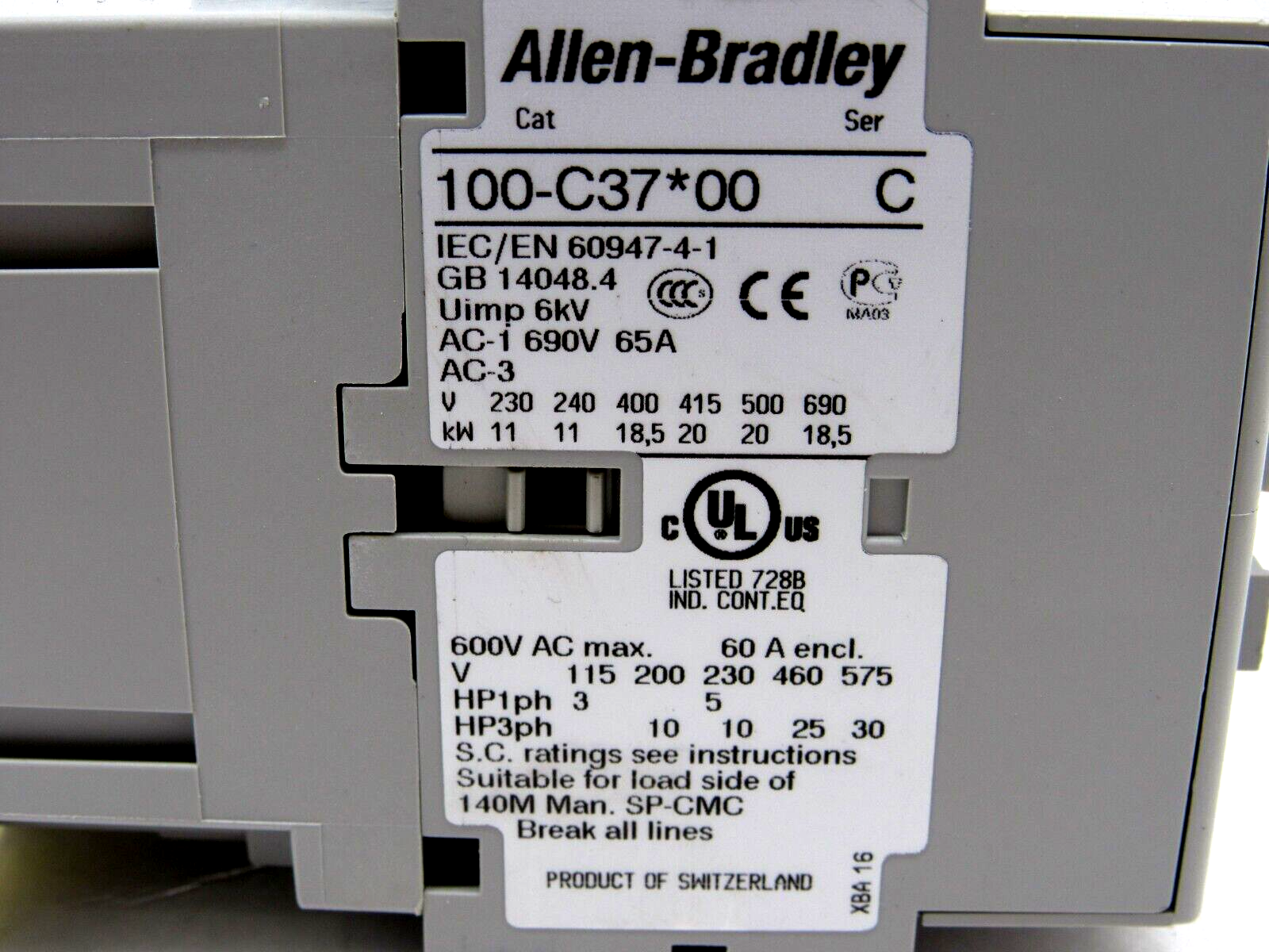 NEW ALLEN BRADLEY 100-C37D00 CONTACTOR 100C37D00 - SB Industrial Supply ...