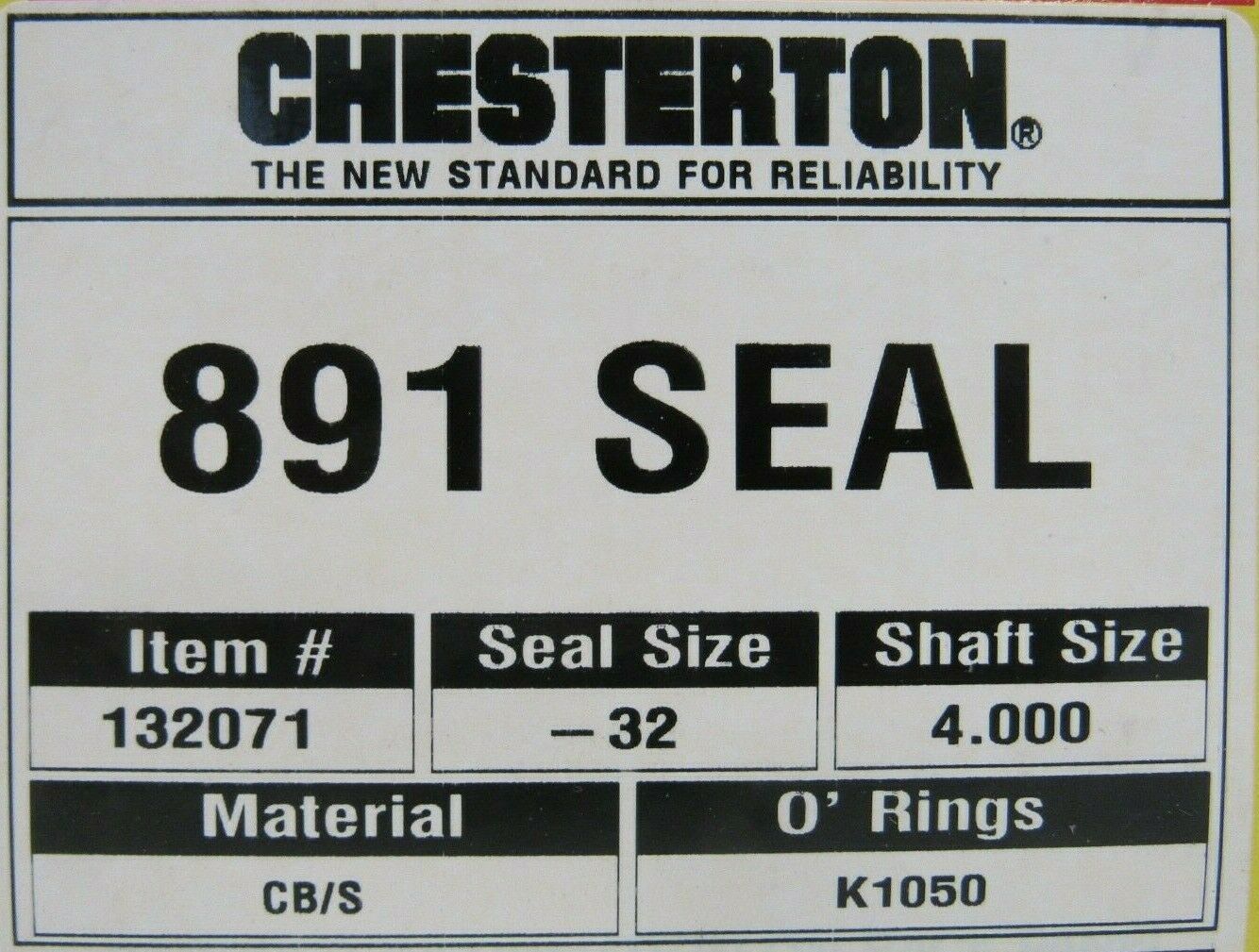 NEW CHESTERTON 132071 SEAL 891 SHAFT 4.00" SEAL -32 - SB Industrial ...