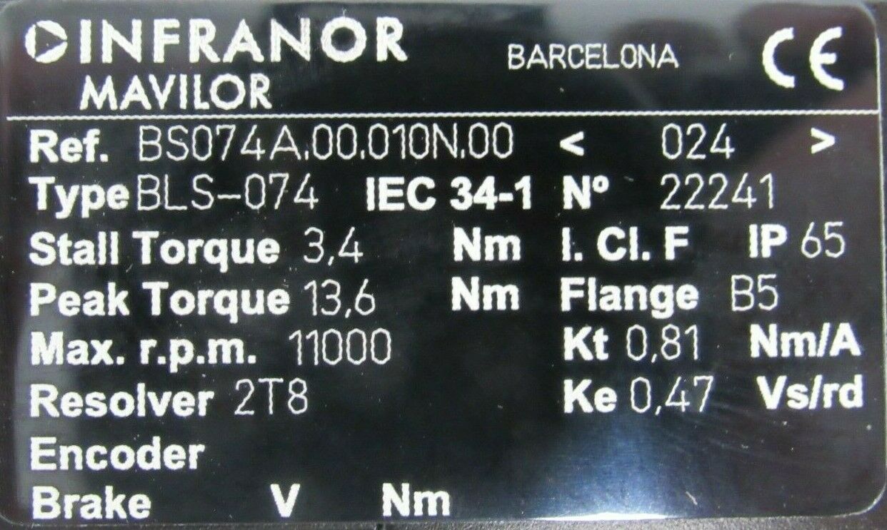 NEW INFRANOR MAVILOR BLS-074 SERVO MOTOR BS074A.00.010N.00 BLS074 - SB Industrial Supply, Inc.
