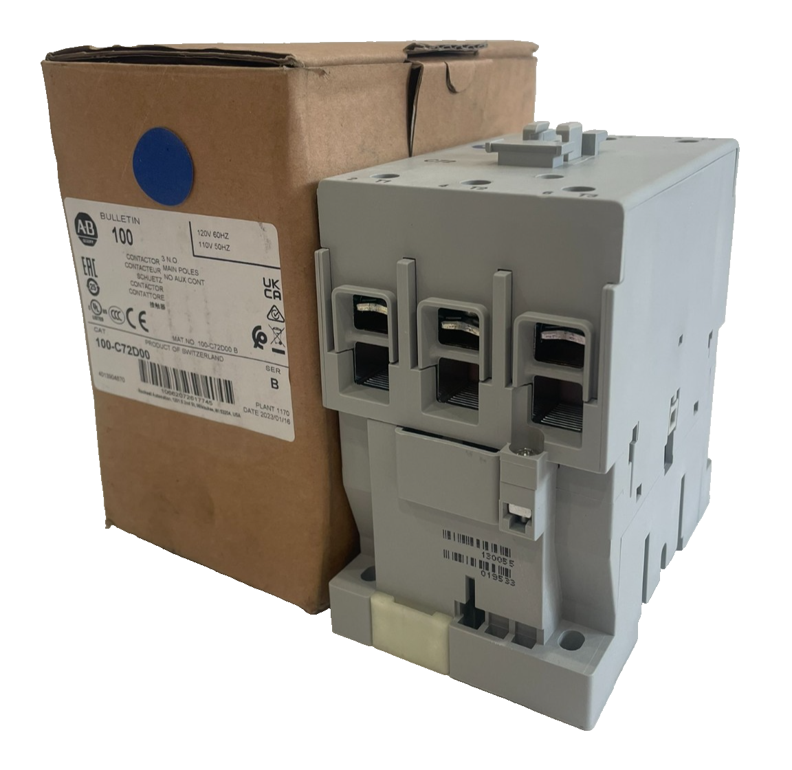 ALLEN BRADLEY 100-C72D00 CONTACTOR SER. B 100C72D00 NEW, SURPLUS - SB ...