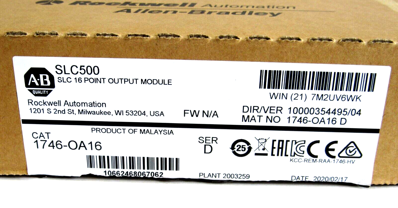 ALLEN BRADLEY 1746-OA16 SLC 16 POINT OUTPUT MODULE 1746OA16 NEW ...