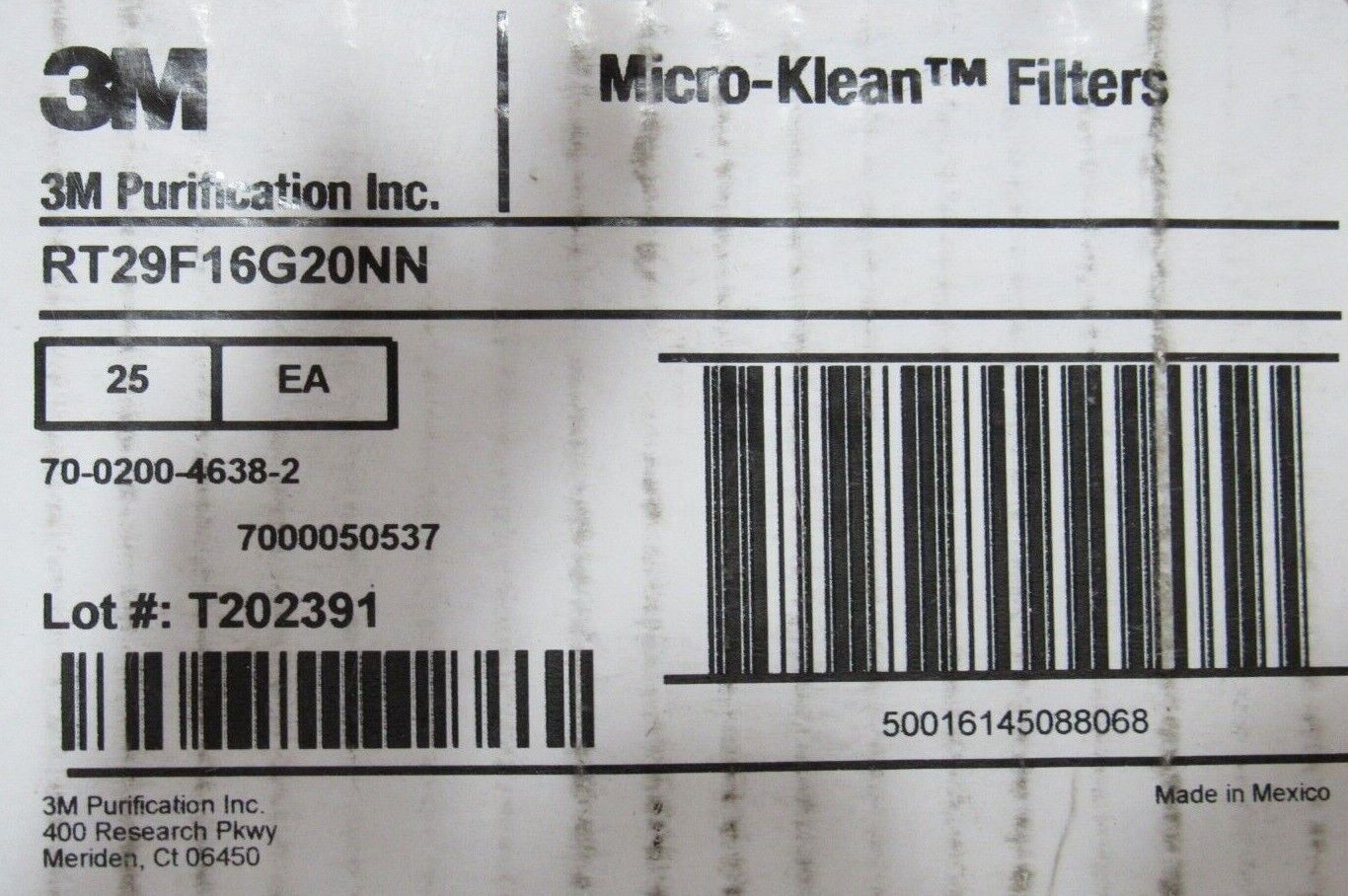 NEW BOX OF 25EA 3M RT29F16G20NN MICRO-KLEAN GROOVED WATER FILTERS - SB ...