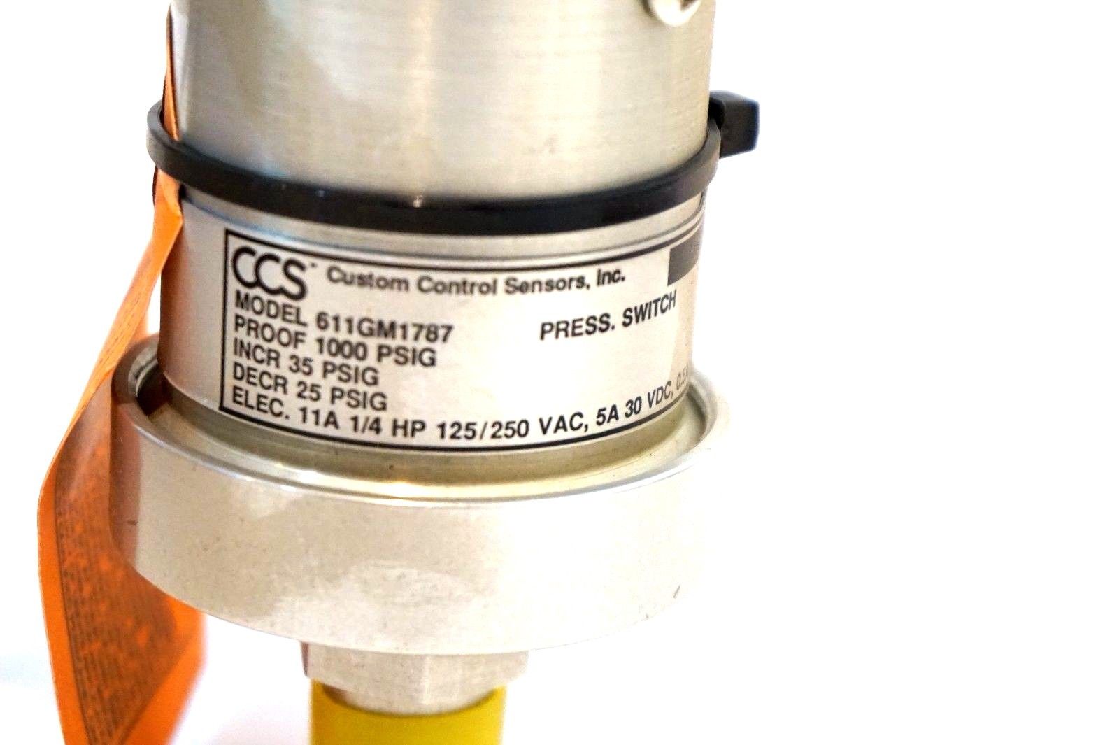 NEW CUSTOM CONTROL SENSORS 611GM1787 PRESSURE SWITCH - SB Industrial ...