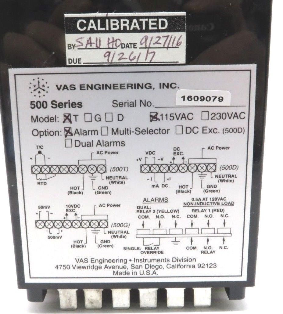 NEW DORIC INS VAS ENGINEERING 500T TEMPERATURE CONTROL 500 SERIES MODEL ...