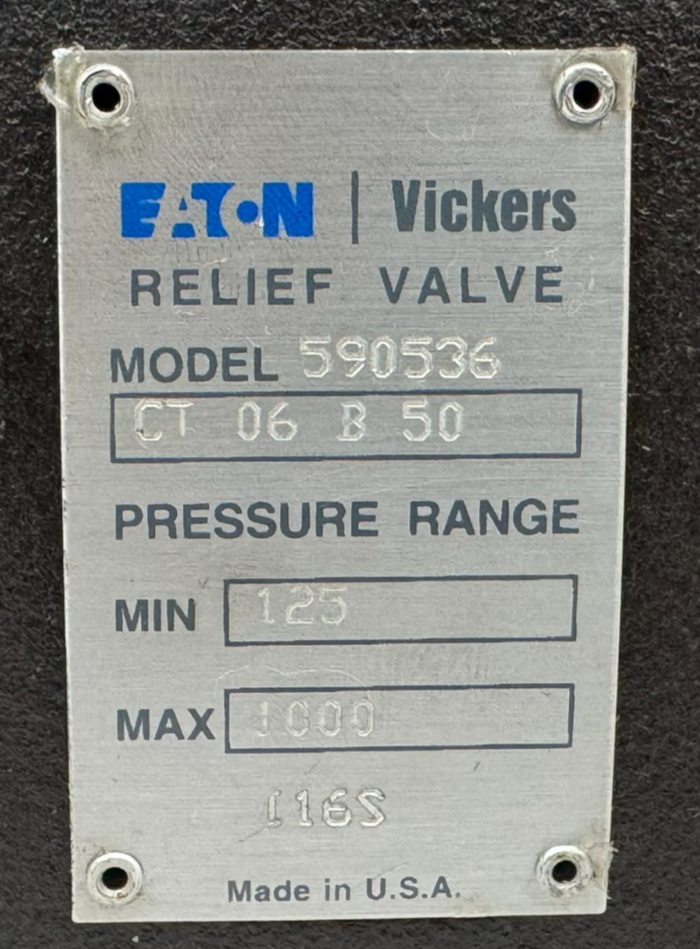 NEW EATON VICKERS CT-06-B-50 RELIEF VALVE 590536 125-1000PSI - SB ...