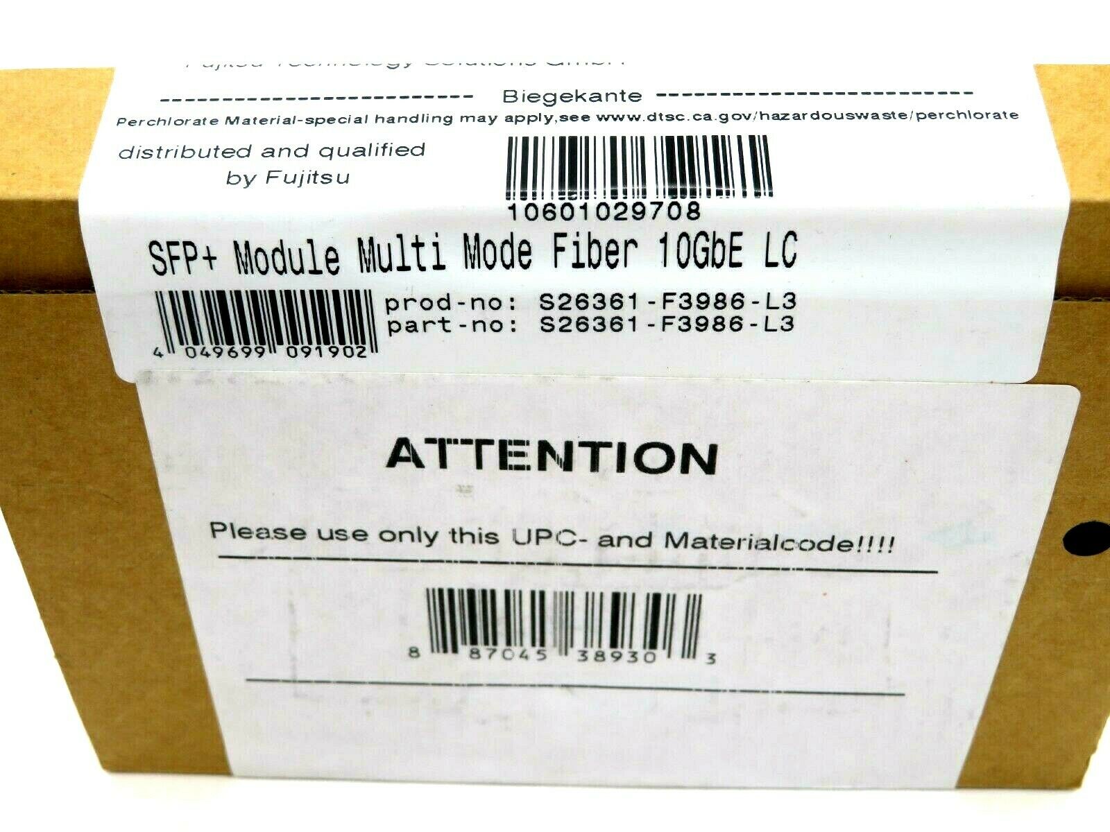 NEW FUJITSU S26361-F3986-L3 SFP MODULE MULTI MODE FIBER FTLX8571D3 ...