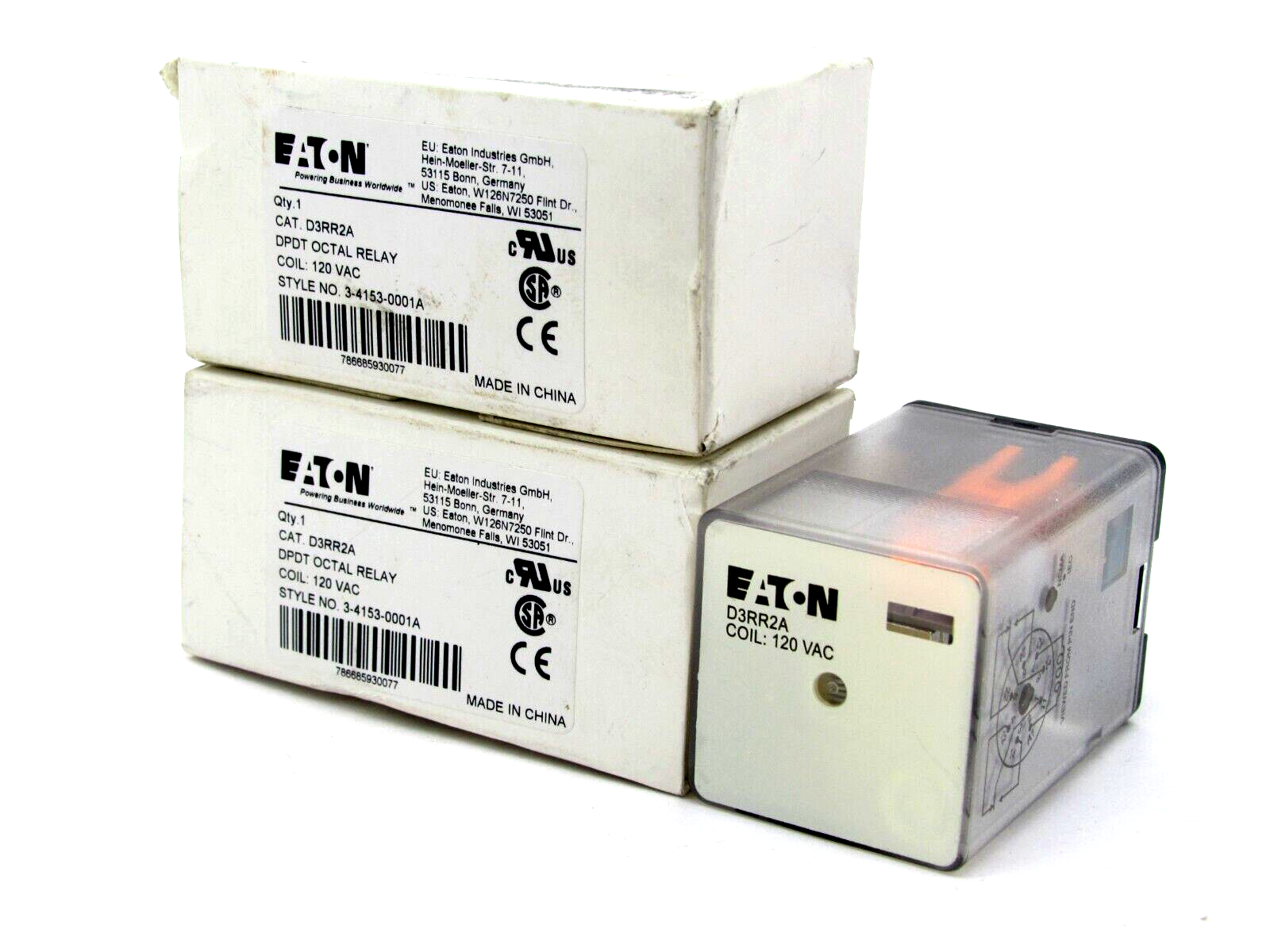 NEW LOT OF 2 EATON D3RR2A OCTAL RELAY 120VAC - SB Industrial Supply, Inc.