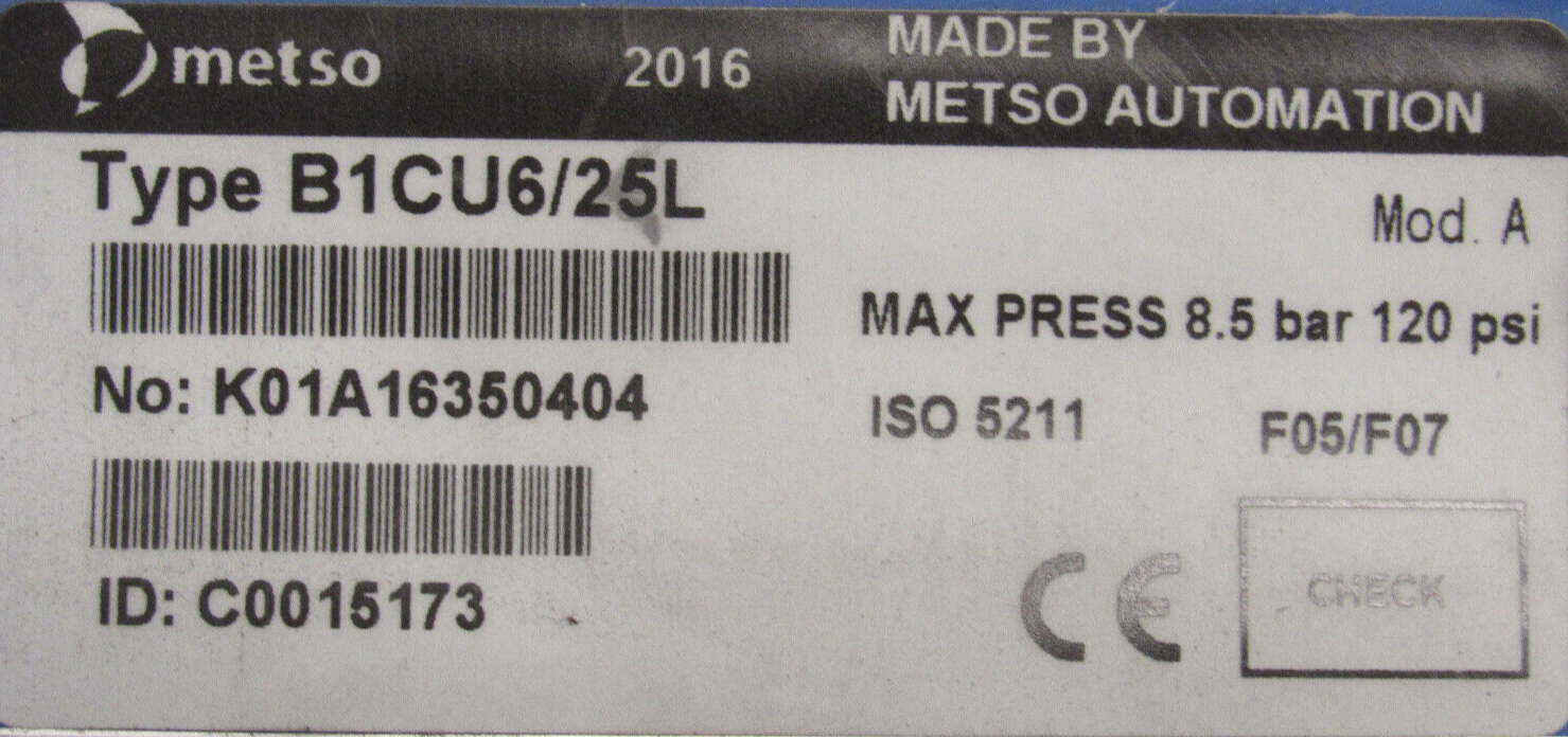 NEW METSO RECA03CJJSTA CONTROL VALVE QX2VB02SDM B1CU6/25L - SB Industrial Supply, Inc.