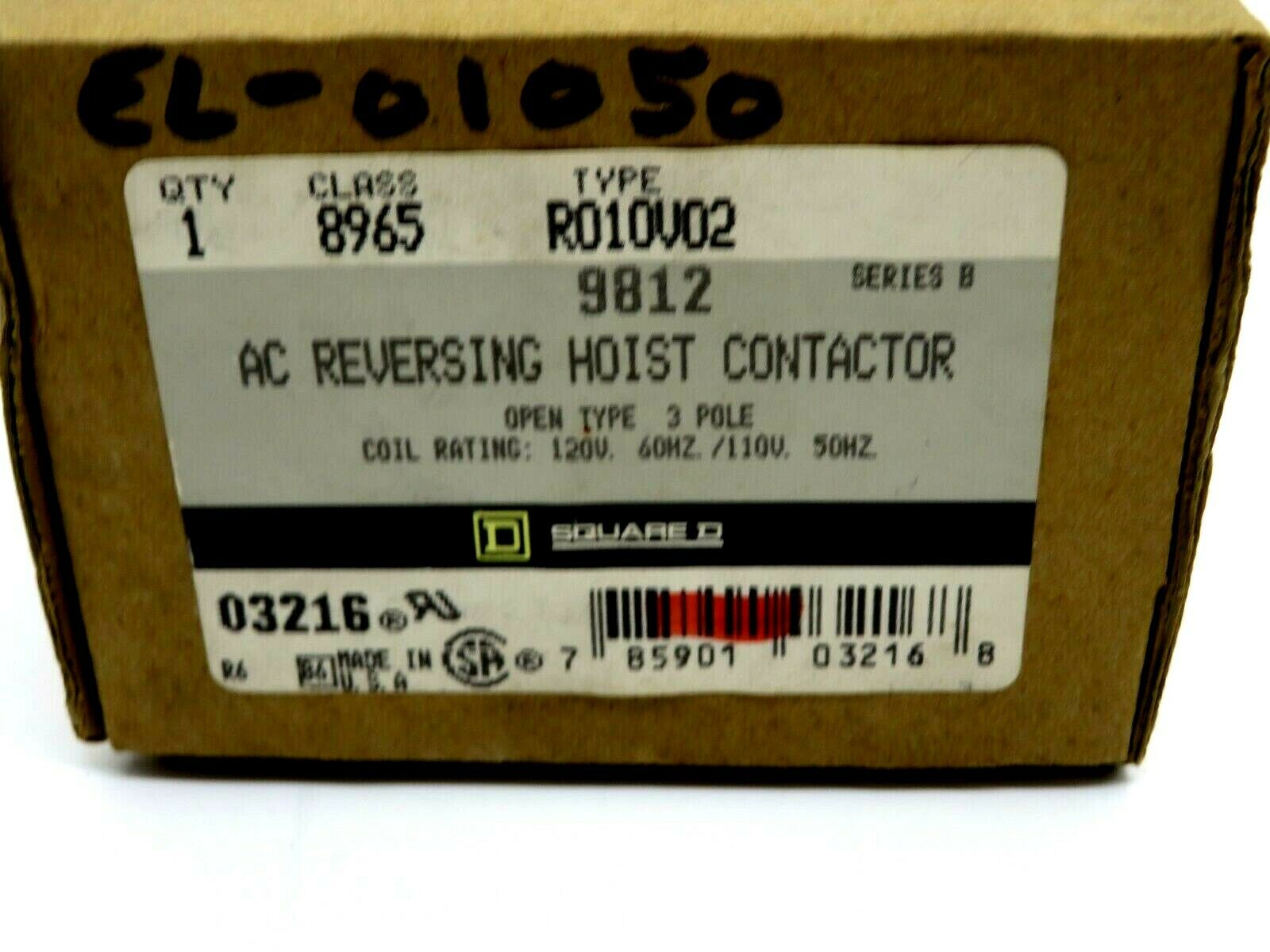 NEW SQUARE D 8965-R010V02 AC REVERSING HOIST CONTACTOR 3 POLE 120V ...
