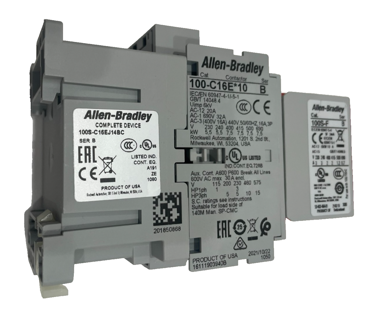 ALLEN BRADLEY 100S-C16EJ14BC SAFETY CONTACTOR SER. B 100SC16EJ14BC NEW ...
