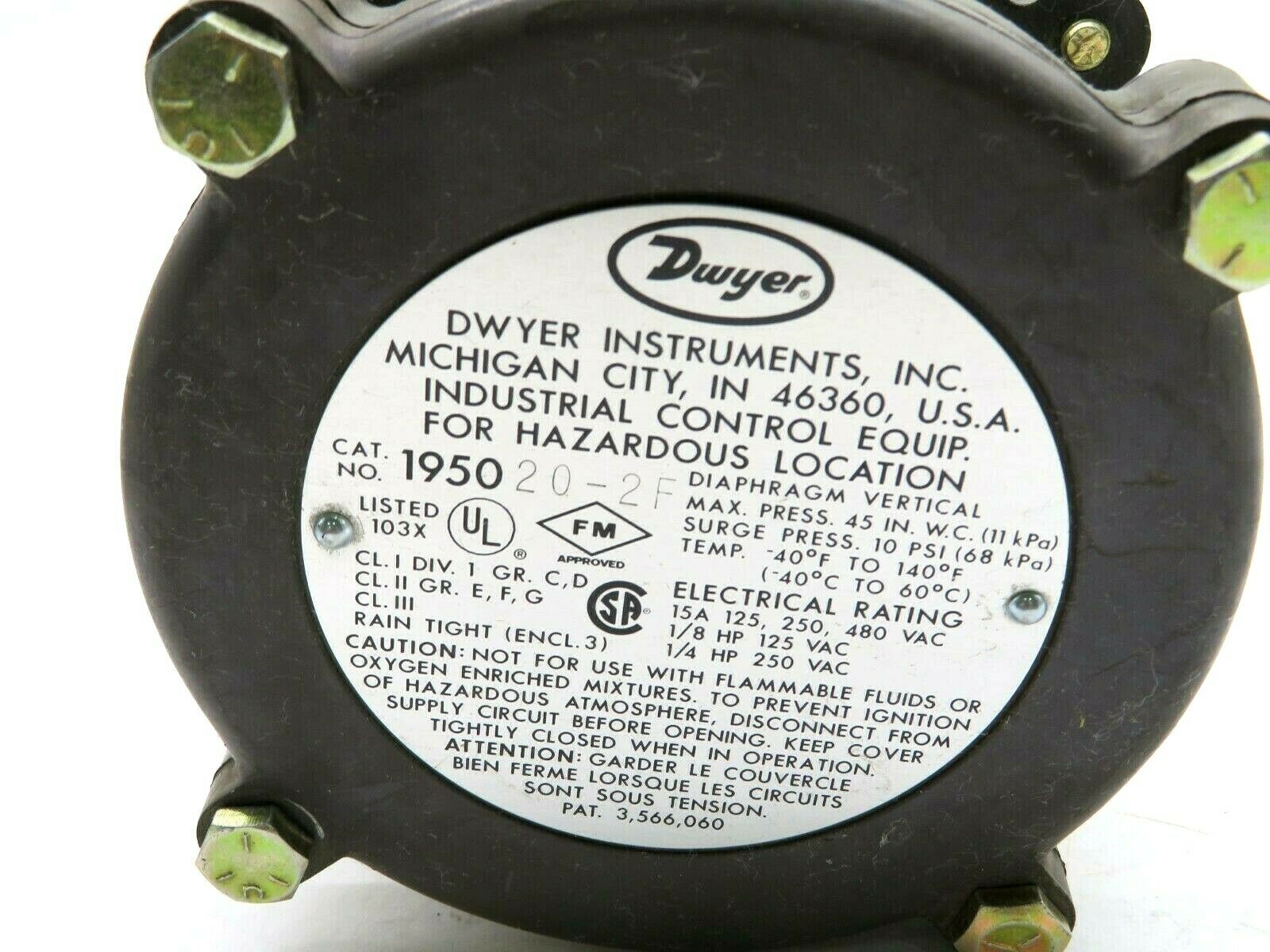 NEW DWYER 1950-20-2F PRESSURE SWITCH DIFFERENTIAL EXPLOSION PROOF ...