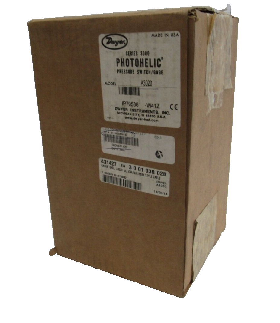 NEW DWYER A3020 PHOTOHELIC PRESSURE SWITCH/GAGE SERIES 3000 - SB ...