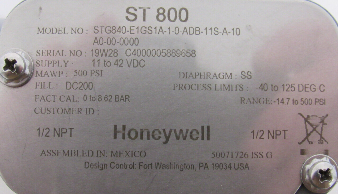 NEW HONEYWELL ST800 TRANSMITTER STG840-E1GS1A-1-0-ADB-11S-A-10-A0-0000 ...