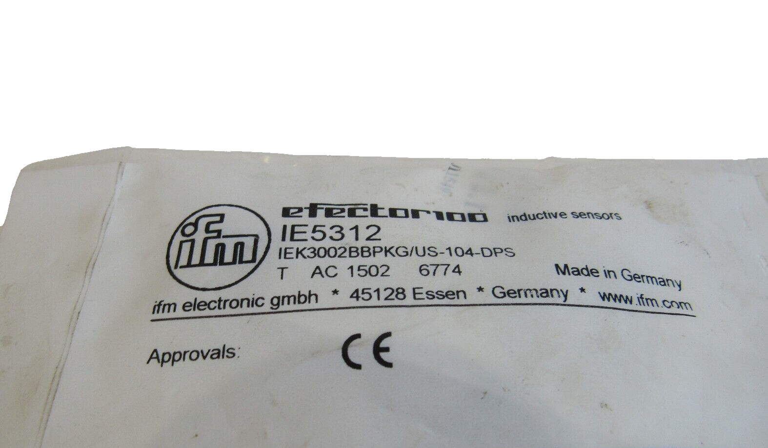 NEW IFM EFECTOR IE5312 INDUCTIVE SENSOR IEK3002BBPKG/US-104-DPS - SB Industrial Supply, Inc.