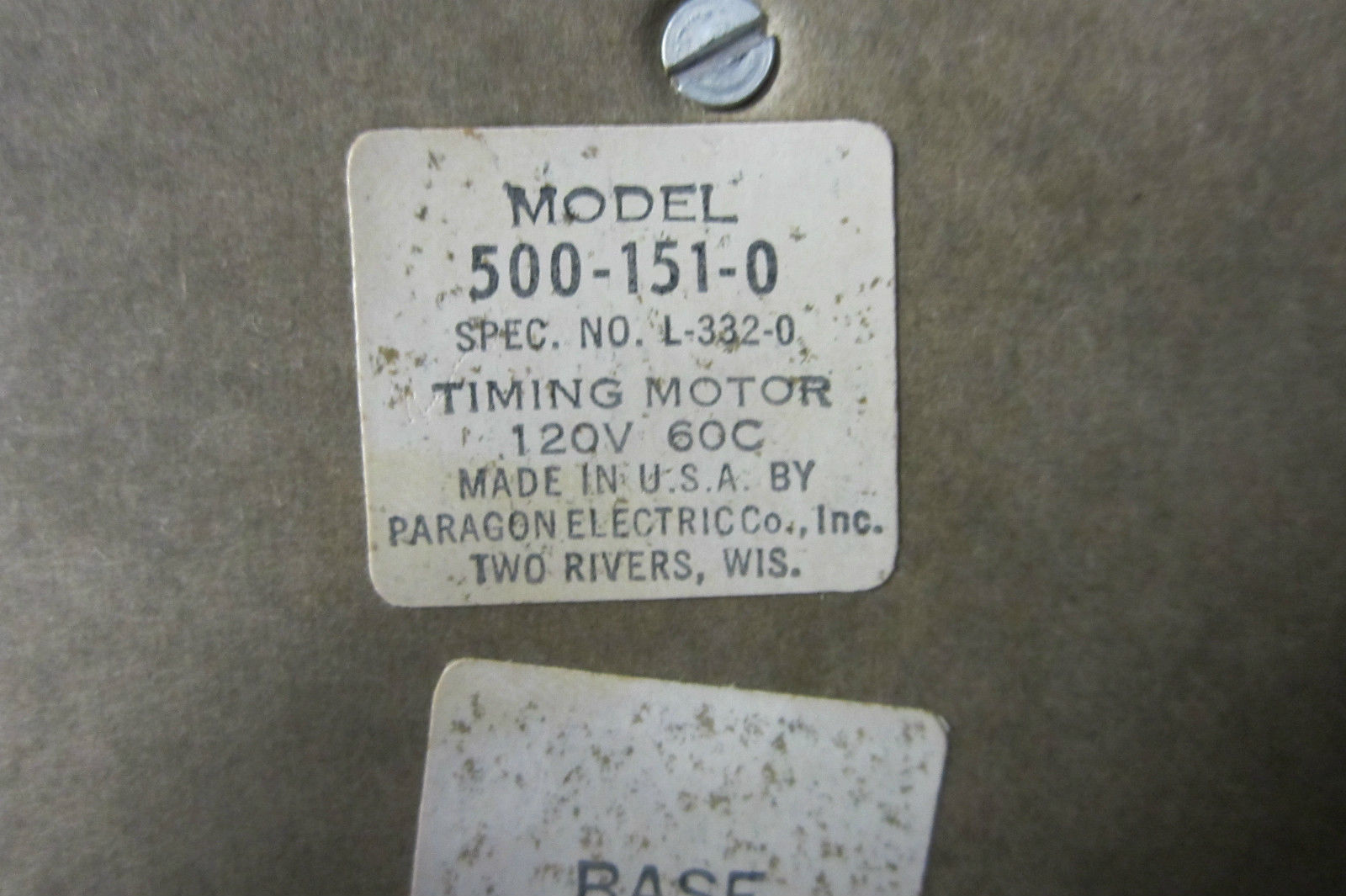 NEW PARAGON ELECTRIC 500-151-0 RESET TIMER 5001510 - SB Industrial ...