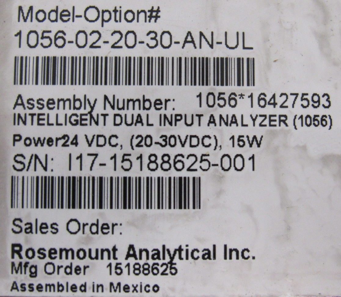 NEW ROSEMOUNT 1056-02-20-30-AN-UL LIQUID ANALYZER 1056022030ANUL - SB ...