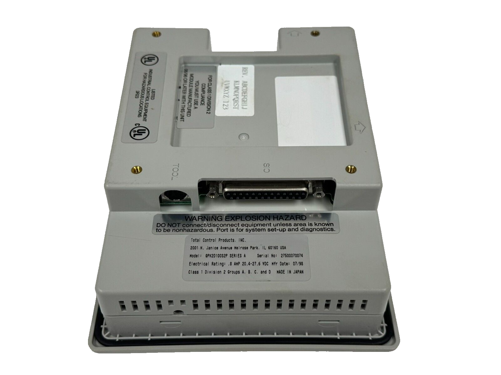 USED TOTAL CONTROL QPK-2D100-S2P QUICKPANEL JR QPK2D100S2P - SB ...