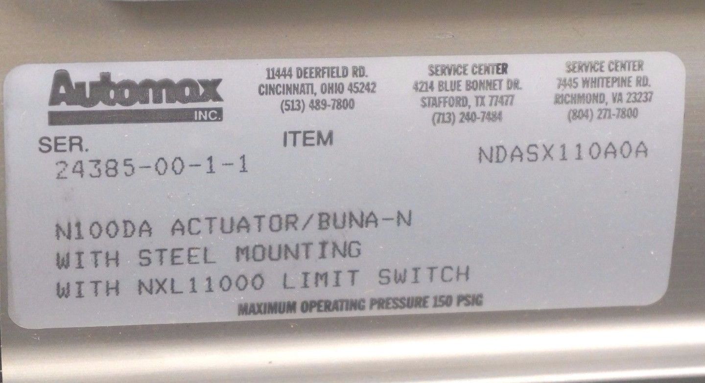 NEW AUTOMAX NDASX110A0A ACTUATOR ASSEMBLY N100DA, NXL11000, 3FT BALL ...