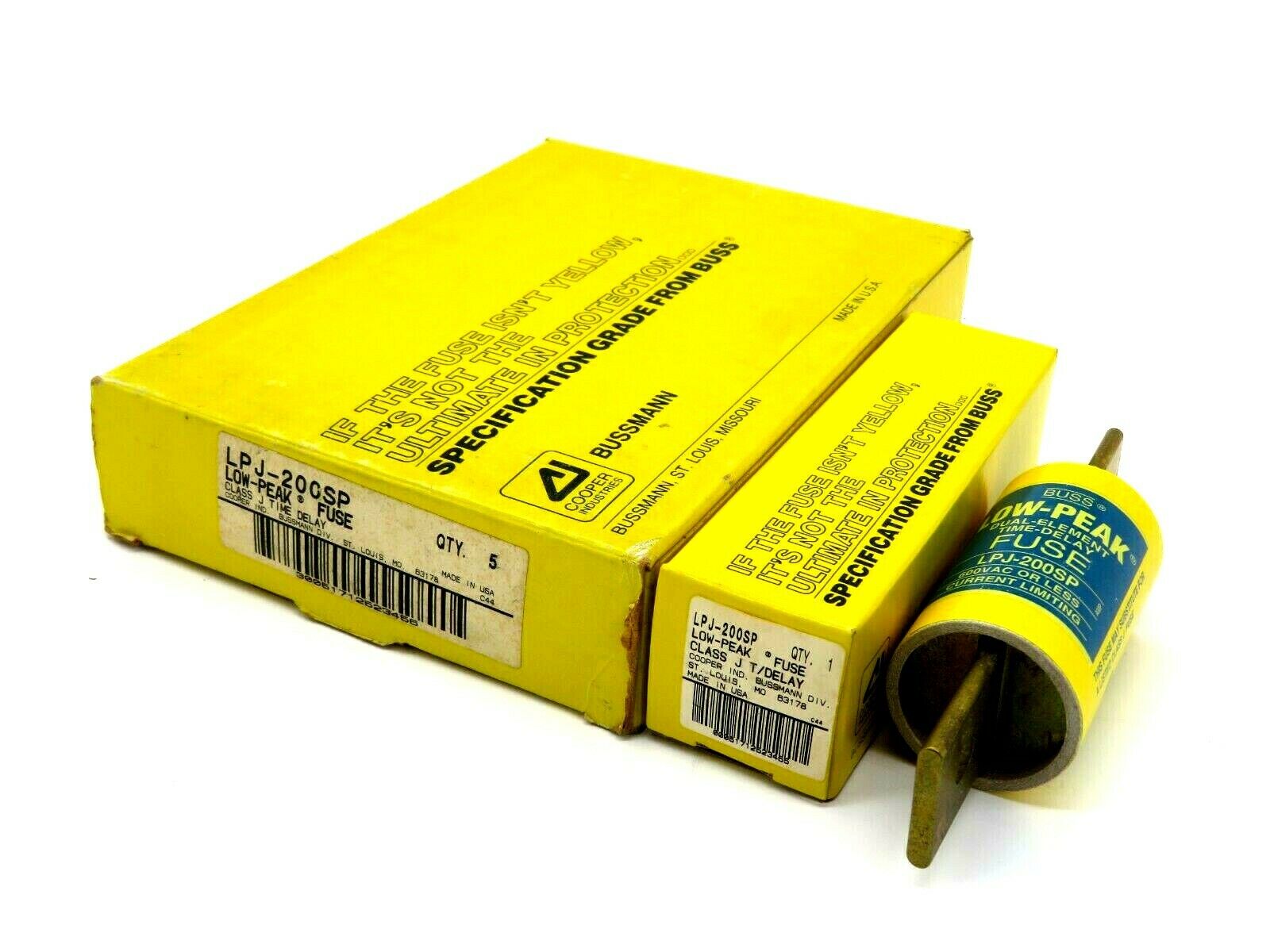 NEW LOT OF 5 BUSSMANN LPJ-200SP LOW- PEAK FUSES LPJ200SP - SB ...